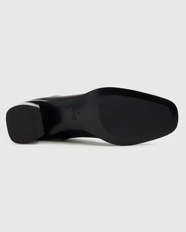 Quince Italian Leather Stretch Sock Bootie - Black