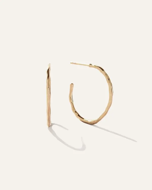 Quince Hammered Hoop Earrings - Gold Vermeil