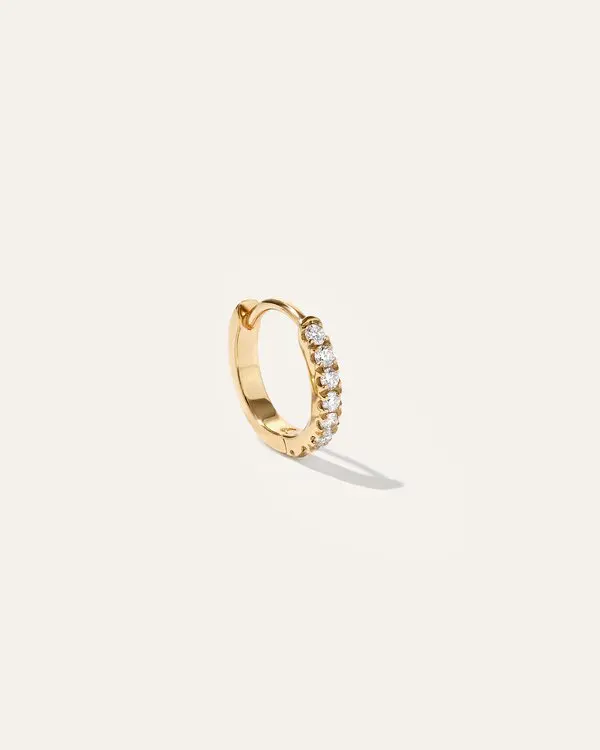 Quince Pavé Diamond Huggie Hoop Earring - Yellow Gold