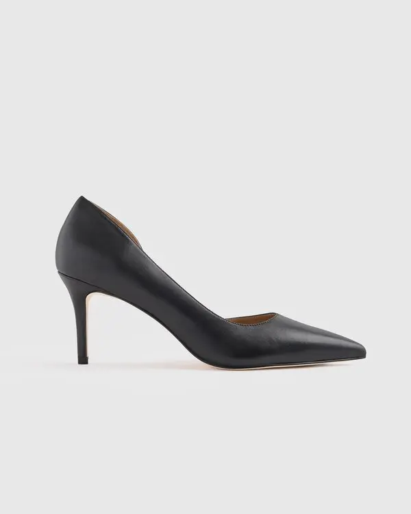 Quince Italian Leather 75mm D'orsay Pump - Black