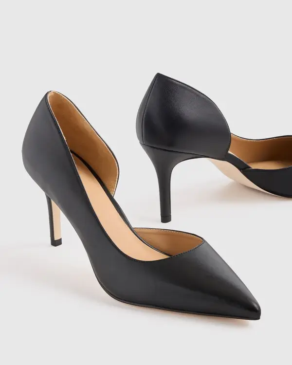Quince Italian Leather 75mm D'orsay Pump - Black