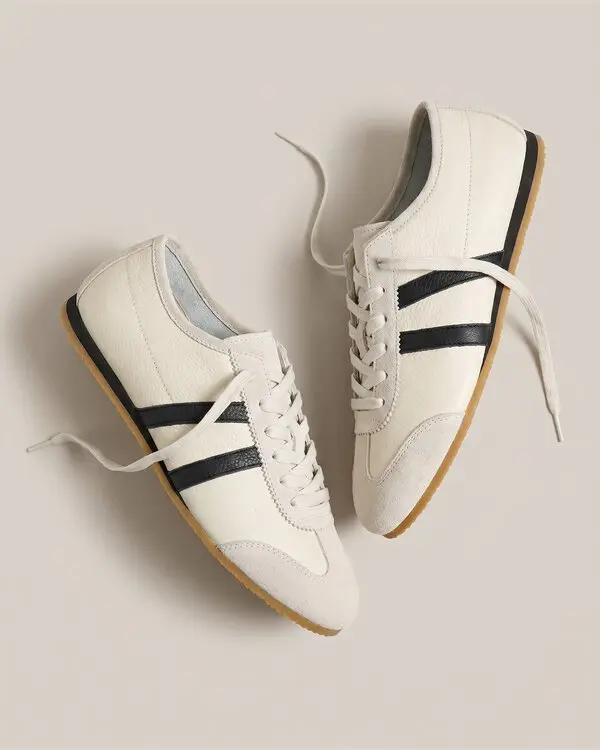 Quince Italian Leather & Suede Low Profile Lace Up Sneakers - Birch