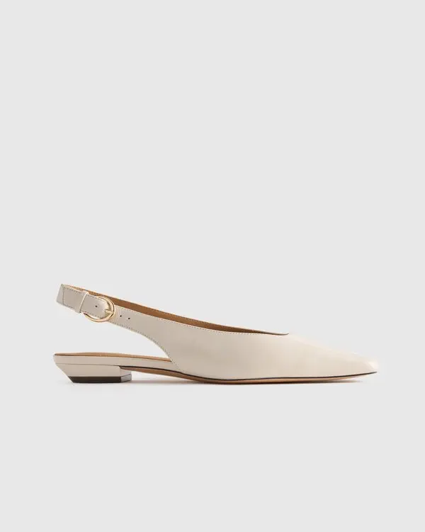 Quince Italian Leather Slingback Flat - Bone
