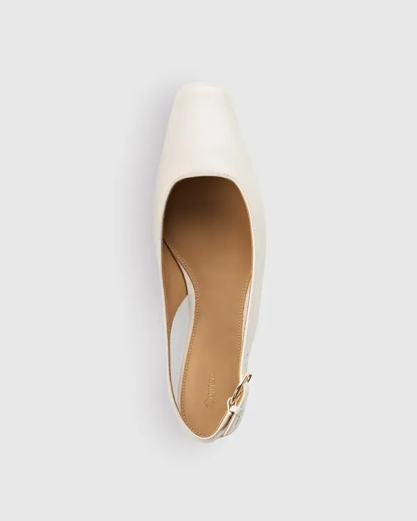 Quince Italian Leather Slingback Flat - Bone