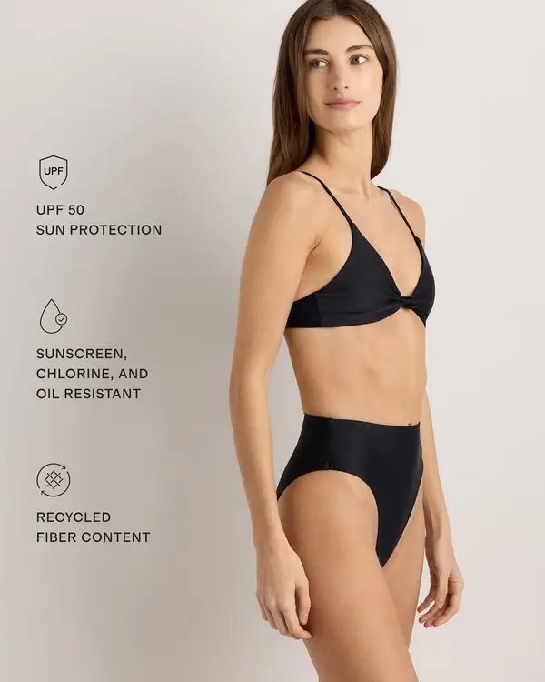 Quince Italian High-rise High-leg Bikini Bottom - Black