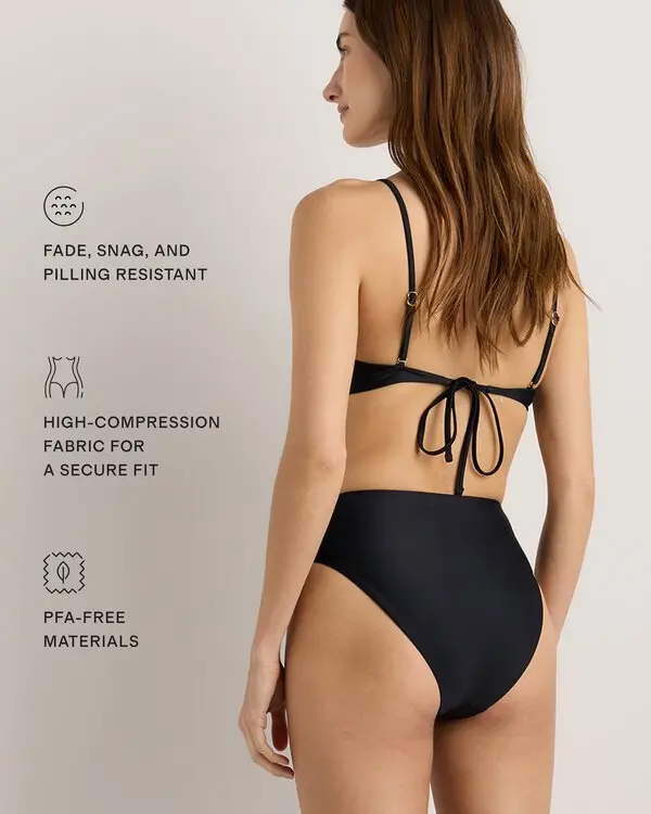 Quince Italian High-rise High-leg Bikini Bottom - Black
