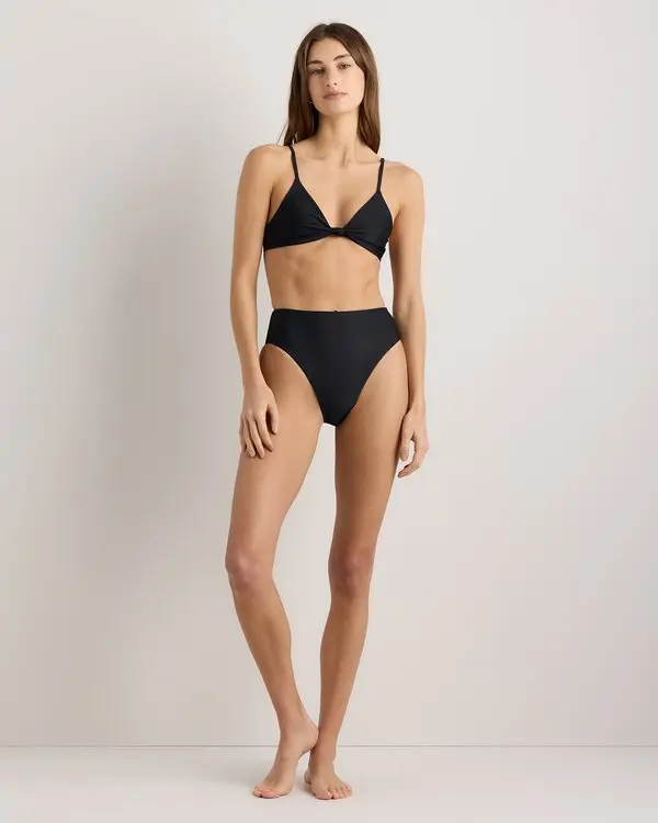 Quince Italian High-rise High-leg Bikini Bottom - Black