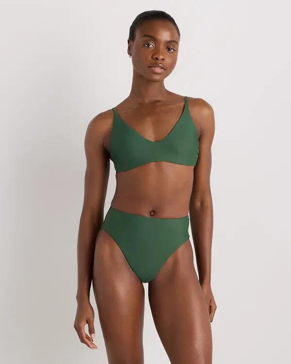Quince Italian High-rise High-leg Bikini Bottom - Palm
