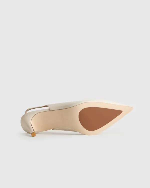 Quince Italian Leather Slingback 75mm Heel - Bone