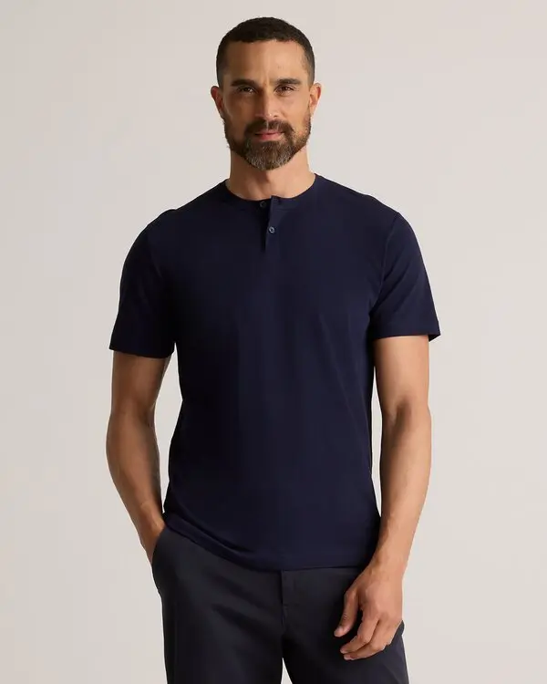 Quince 100% Pima Cotton Luxe Touch Henley - Deep Navy