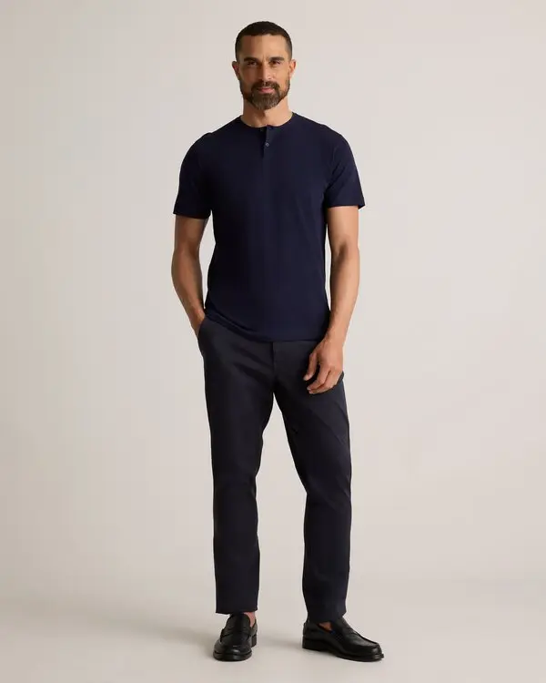 Quince 100% Pima Cotton Luxe Touch Henley - Deep Navy