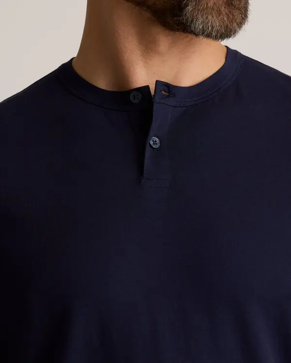 Quince 100% Pima Cotton Luxe Touch Henley - Deep Navy