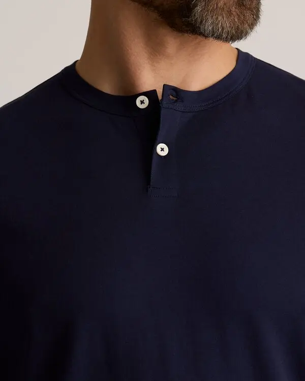 Quince 100% Pima Cotton Luxe Touch Henley - Deep Navy