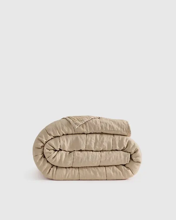 Quince Lightweight European Linen Box Quilt - Toffee