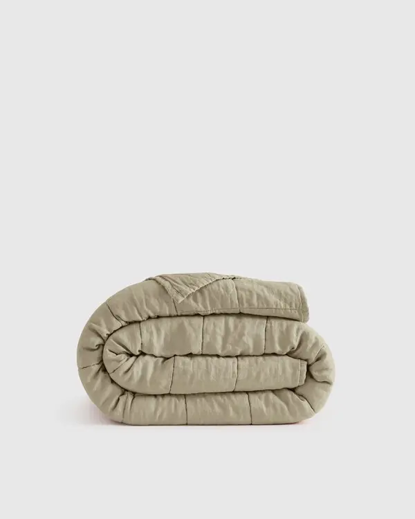 Quince Lightweight European Linen Box Quilt - Willowleaf