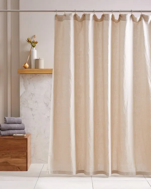 Quince European Linen Shower Curtain - Beige