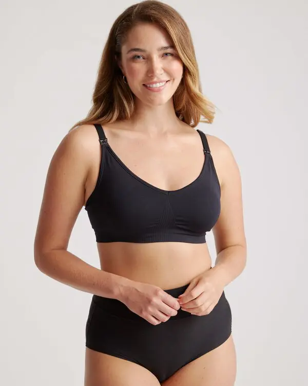 Quince Seamless Nursing Bra - Black