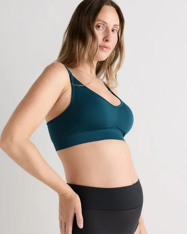Quince Seamless Nursing Bra - Deep Teal Blue
