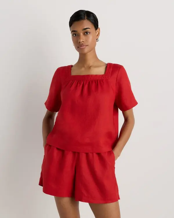 Quince European Linen Square Neck Swing Top - Chile