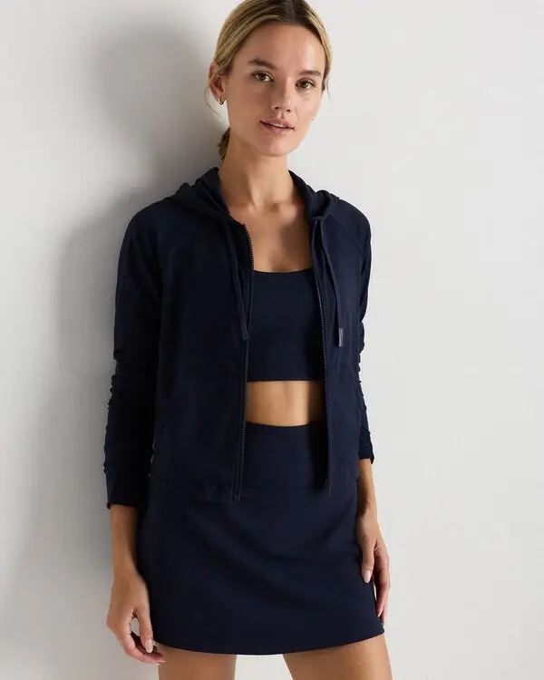 Quince Ultra-form Hooded Crop Jacket - Deep Navy