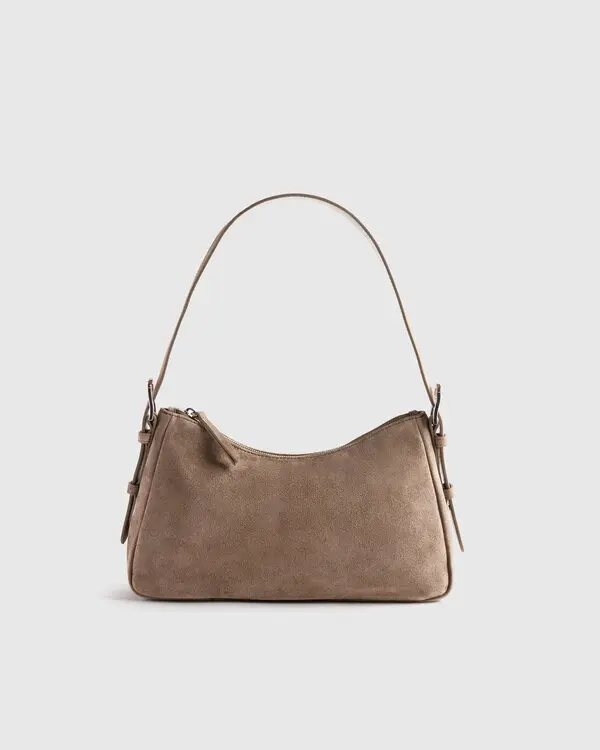 Quince Italian Suede Small Shoulder Bag - Pebble