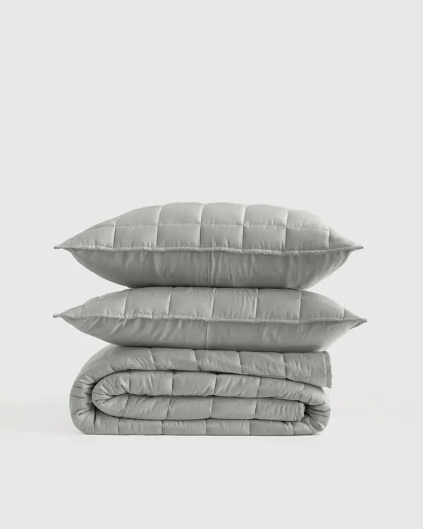 Quince Bamboo Box Quilt Set - Eucalyptus