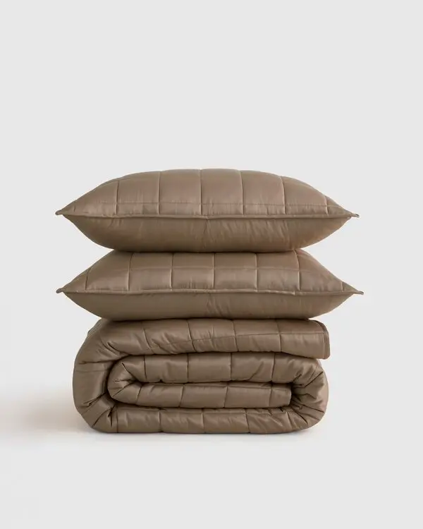Quince Bamboo Box Quilt Set - Walnut