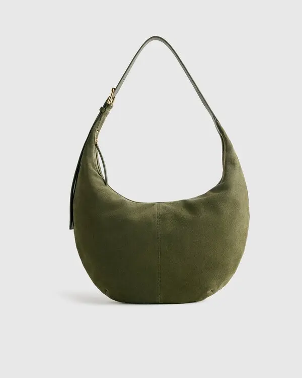 Quince Italian Suede Crescent Shoulder Bag