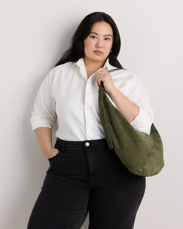 Quince Italian Suede Crescent Shoulder Bag