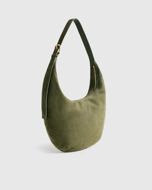 Quince Italian Suede Crescent Shoulder Bag