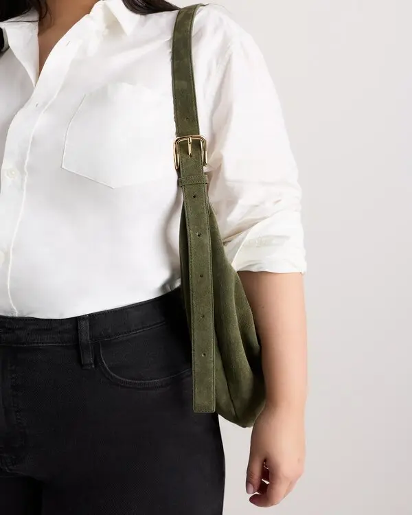 Quince Italian Suede Crescent Shoulder Bag