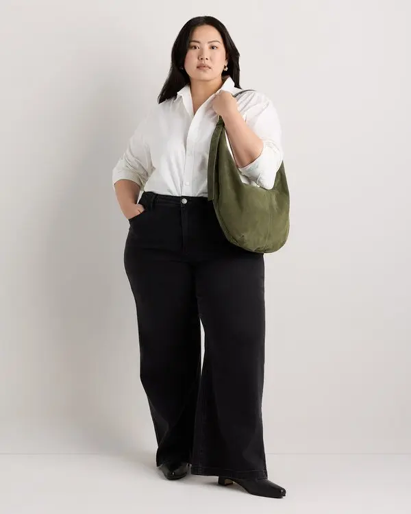 Quince Italian Suede Crescent Shoulder Bag