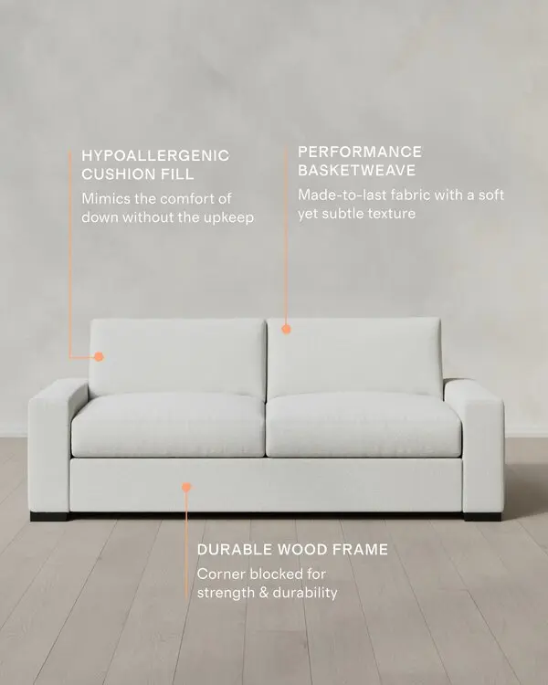 Quince Stillman Sofa In Performance Basketweave - Snow