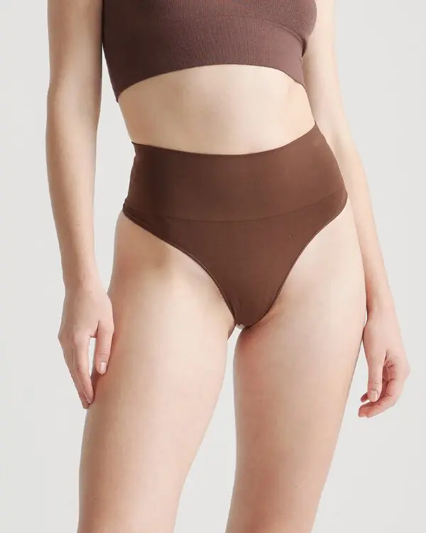 Quince Shaping High-waisted Thong - Cocoa