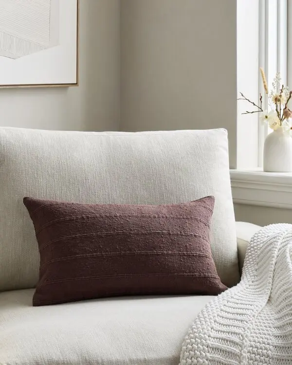 Quince Textured Striped Cotton Pillow Cover - Espresso