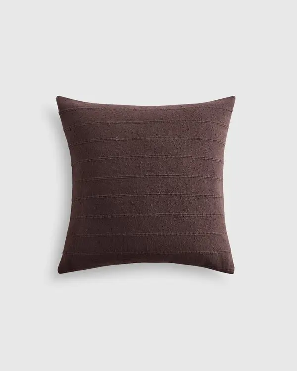 Quince Textured Striped Cotton Pillow Cover - Espresso