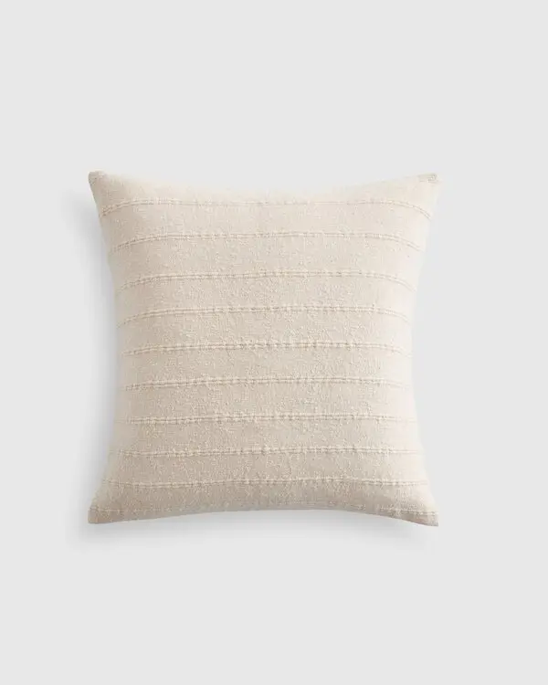 Quince Textured Striped Cotton Pillow Cover - Natural