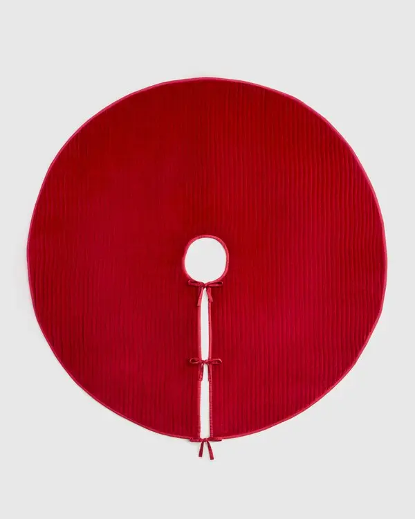 Quince Cotton Velvet Tree Skirt - Red