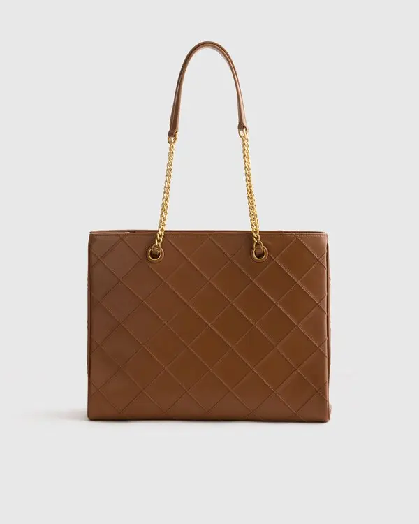 Quince Italian Leather Diamond Stitch Tote