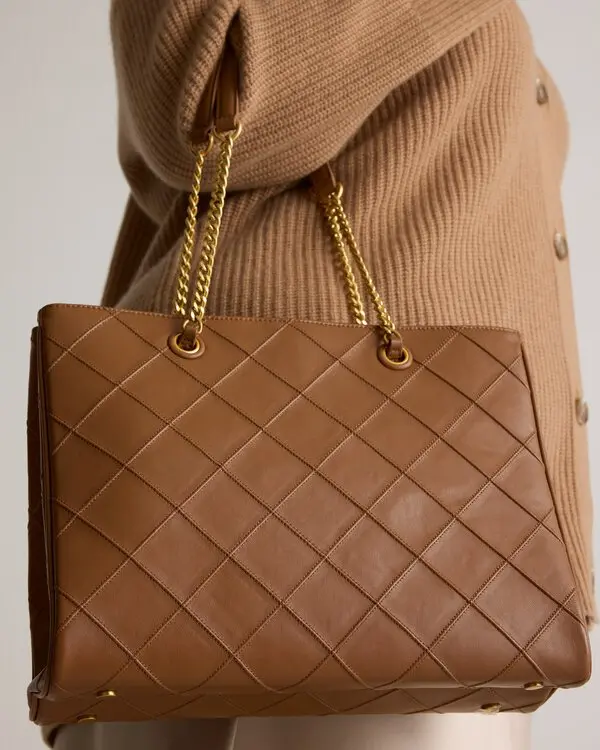 Quince Italian Leather Diamond Stitch Tote