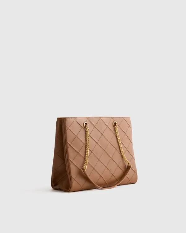 Quince Italian Leather Diamond Stitch Tote
