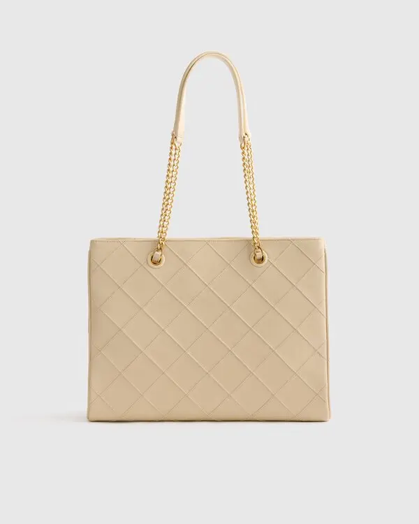 Quince Italian Leather Diamond Stitch Tote