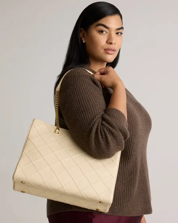 Quince Italian Leather Diamond Stitch Tote