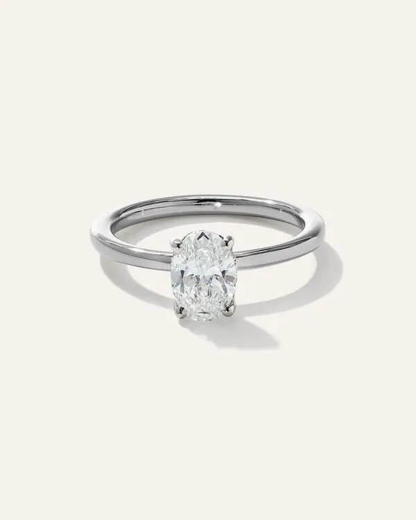 Quince Lab Grown Diamond Oval Petite Hidden Halo Engagement Ring, 1 Carat - Platinum