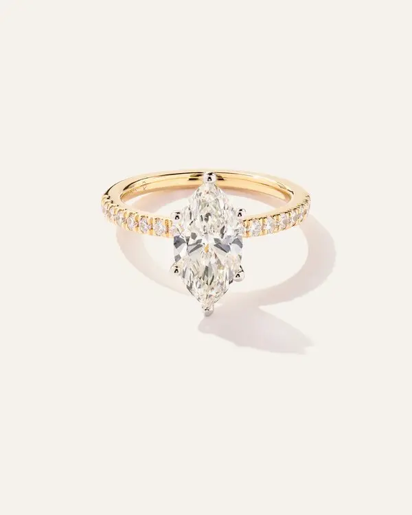 Quince Lab Grown Diamond Marquise Pave Engagement Ring - Yellow Gold