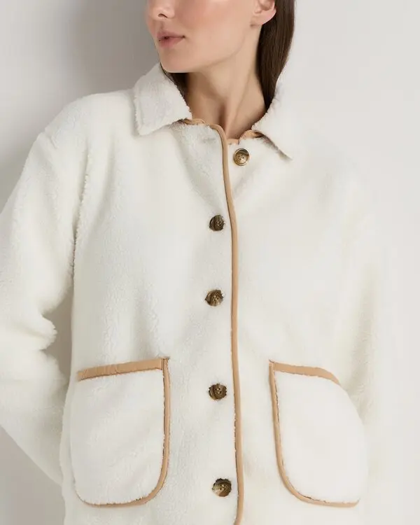 Quince Sherpa Barn Jacket - Frost/camel