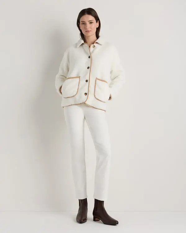 Quince Sherpa Barn Jacket - Frost/camel