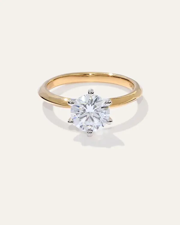 Quince Lab Grown Diamond Round Six Prong Knife Edge Engagement Ring - Yellow Gold