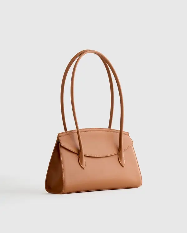 Quince Italian Leather Double Strap Shoulder Bag - Cognac