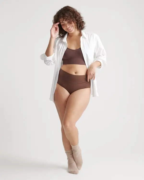 Quince Shaping High-waisted Brief - Cocoa